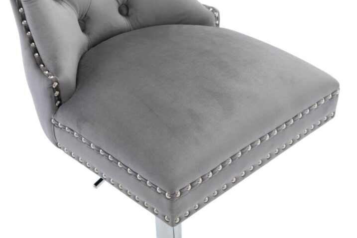 Height Adjustable Swivel Bar Stool Velvet Stud Barstool with Footrest ...