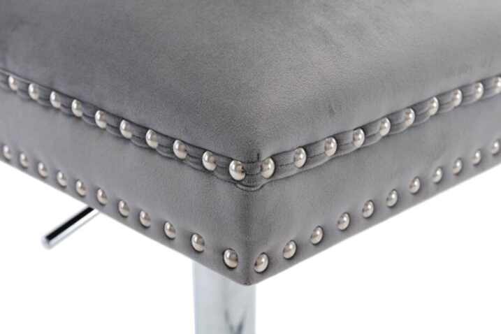 Height Adjustable Swivel Bar Stool Velvet Stud Barstool with Footrest ...